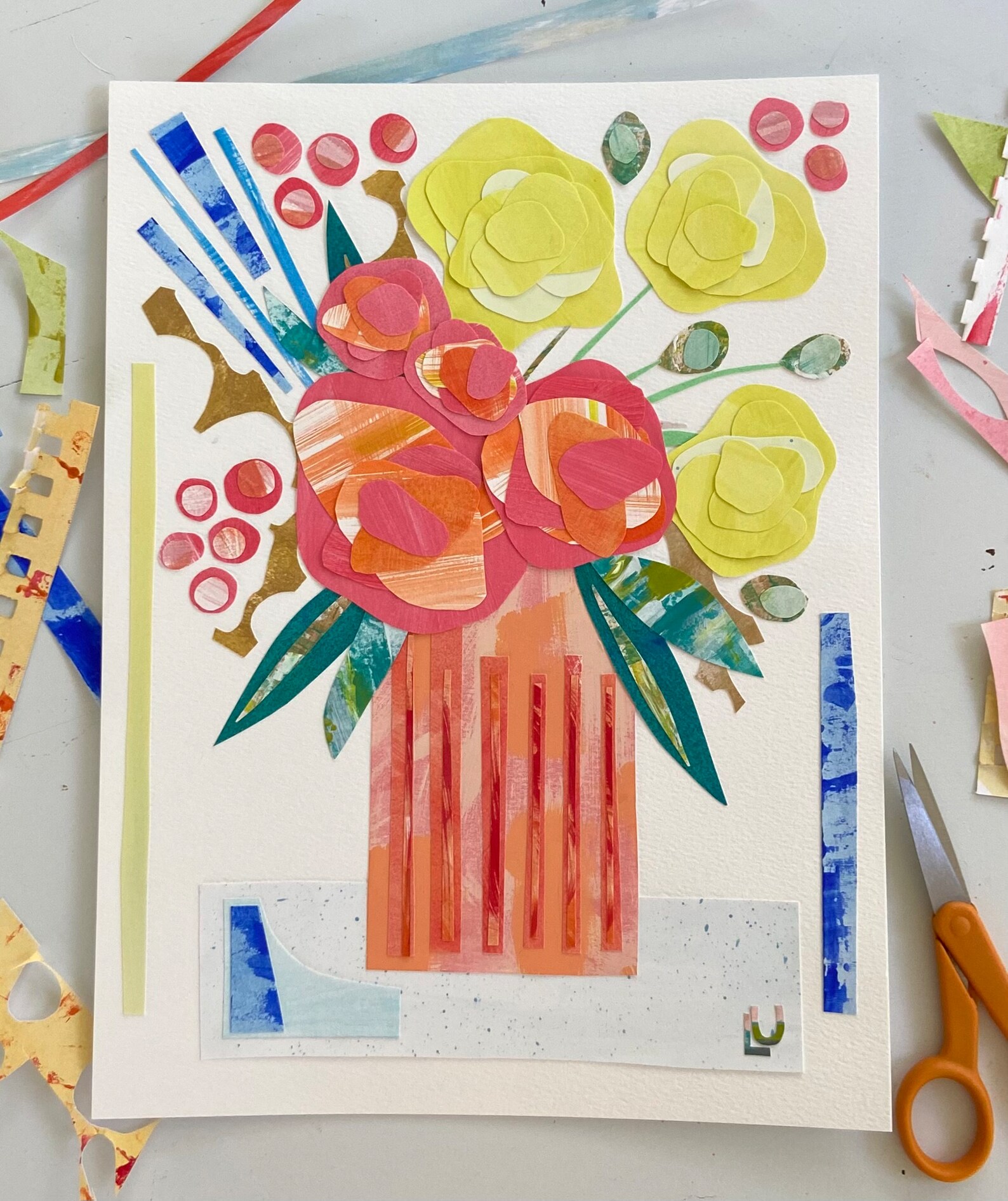 ORIGINAL Collage-handmade Floral Collage Art-abstract Floral Art - Etsy