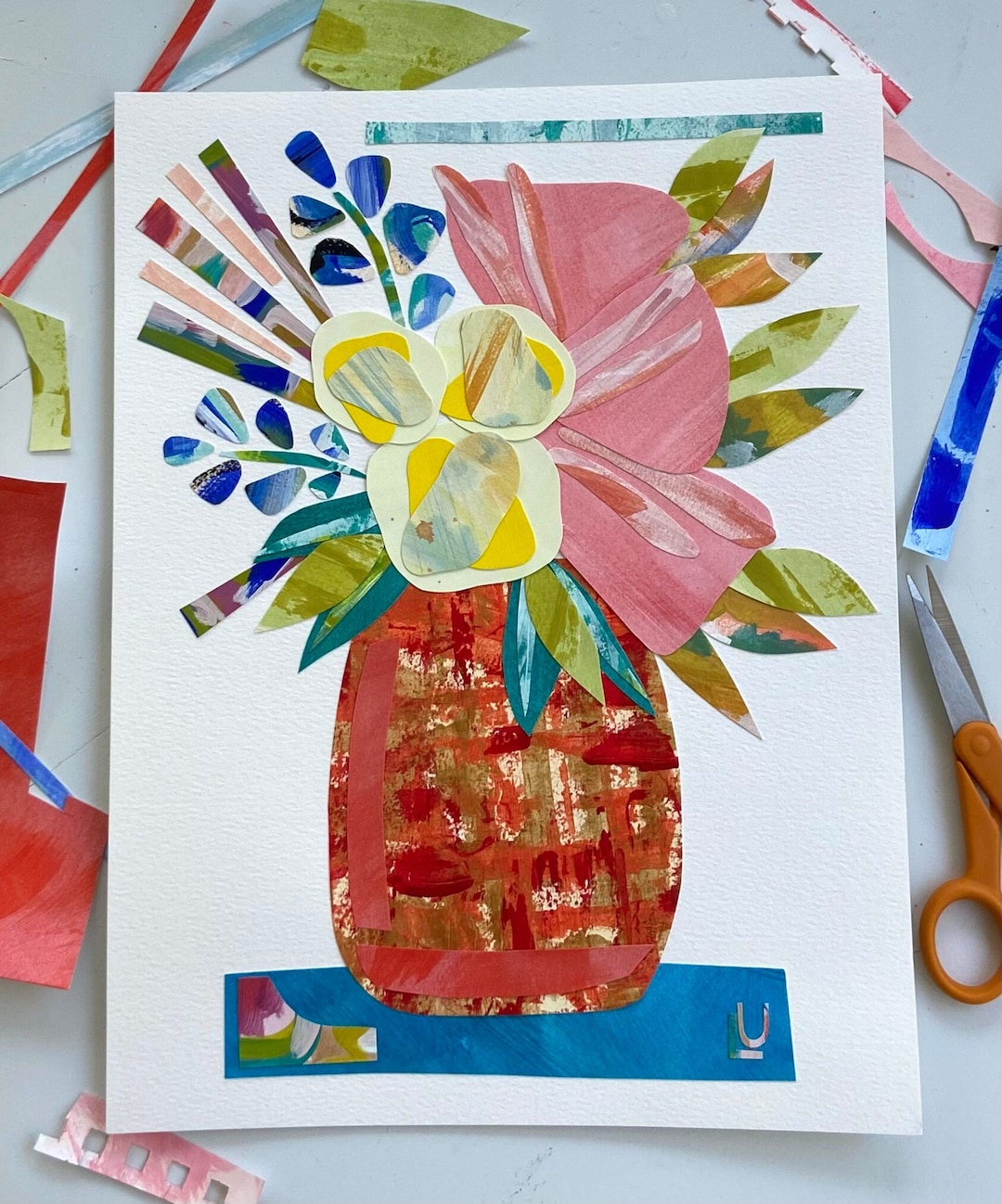 ORIGINAL Collage-handmade Floral Collage Art-abstract Floral Art - Etsy