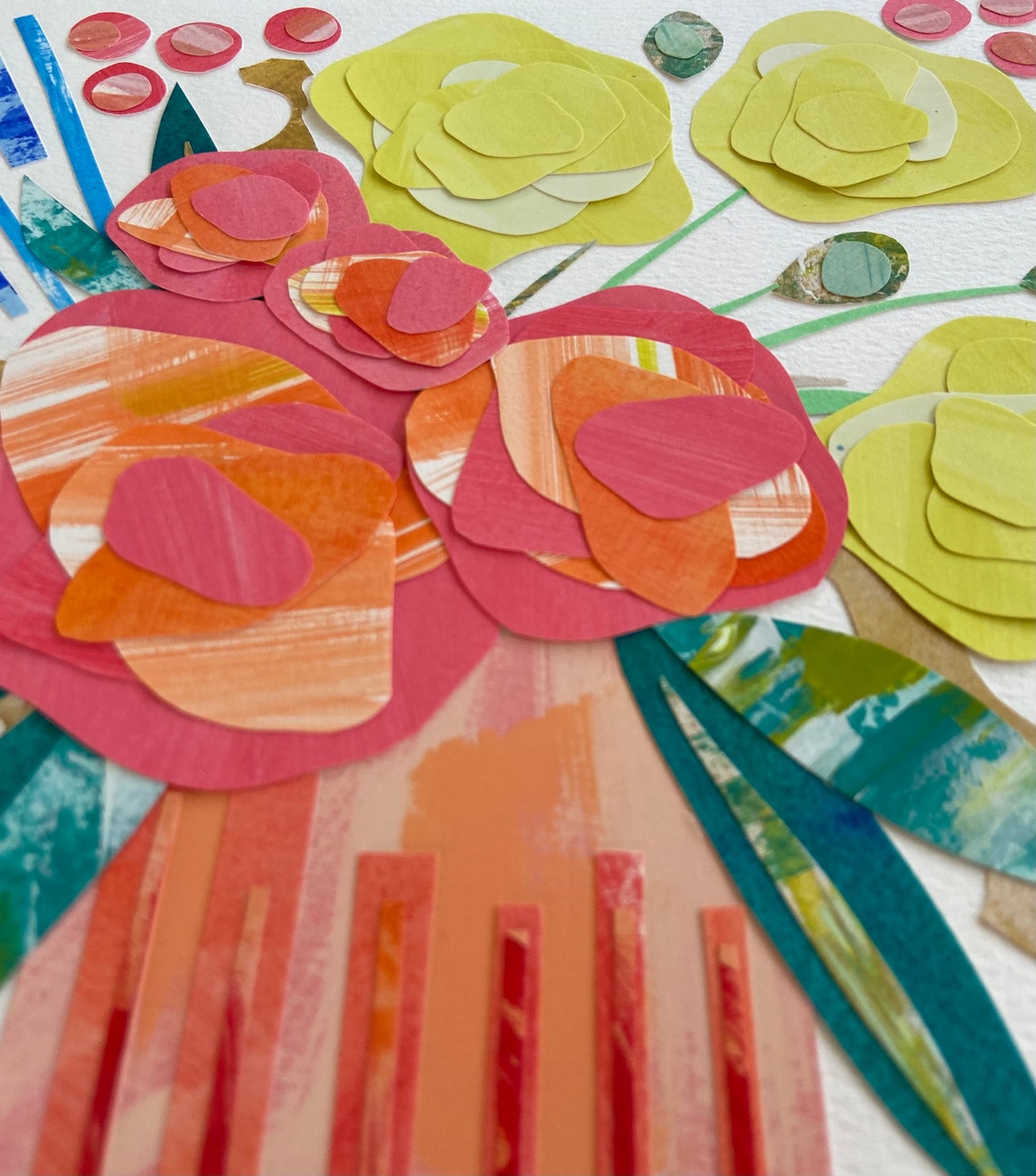 ORIGINAL Collage-handmade Floral Collage Art-abstract Floral Art - Etsy