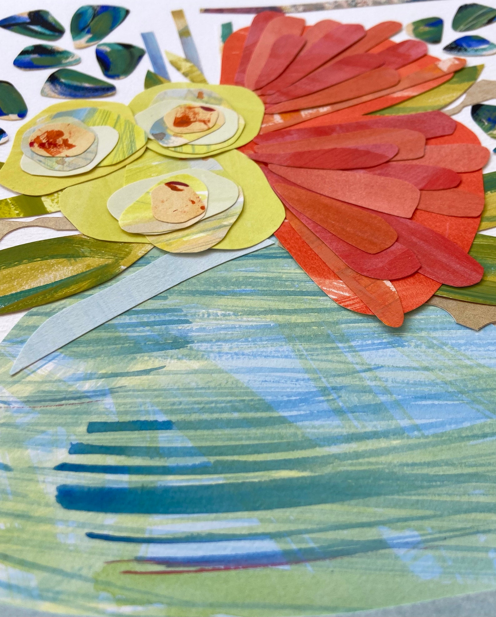 Colorful Abstract Floral Collage/original Paper Floral Collage - Etsy