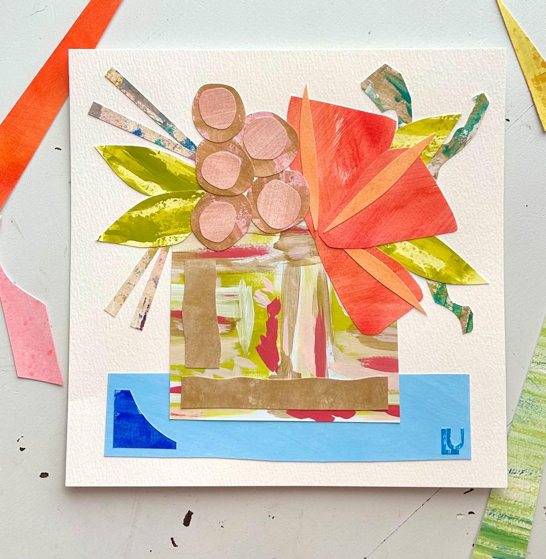 ORIGINAL Collage-handmade Collage Art-abstract Floral Collage - Etsy