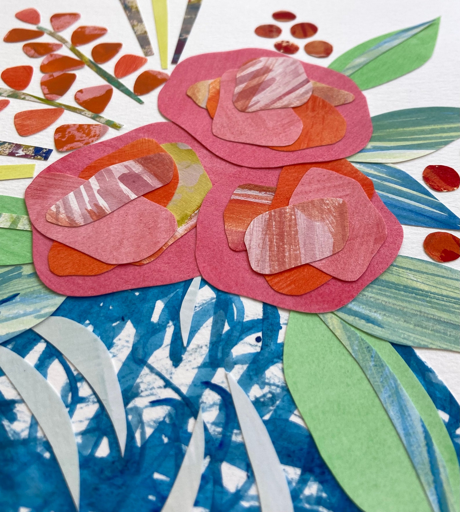 ORIGINAL Collage-handmade Floral Collage Art-abstract Floral Art - Etsy