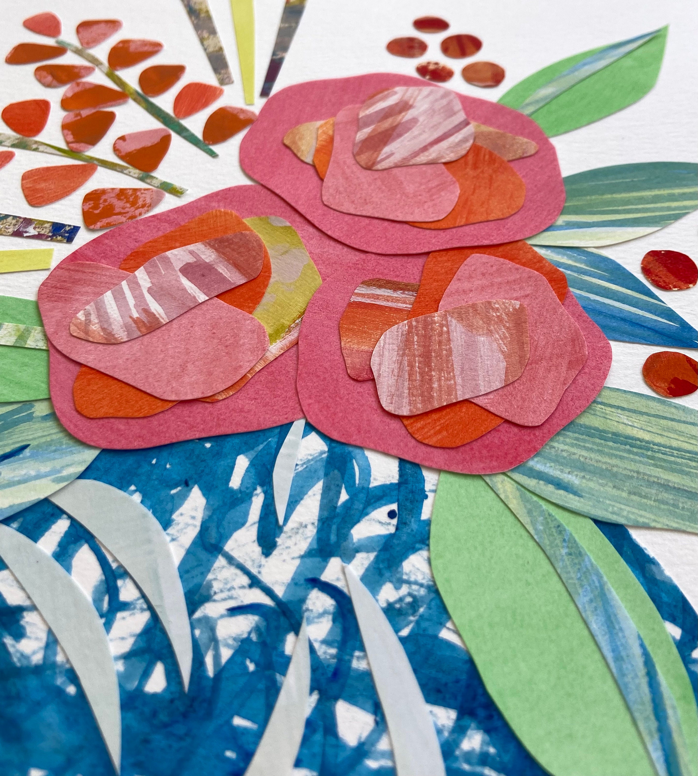 ORIGINAL Collage-handmade Floral Collage Art-abstract Floral Art - Etsy