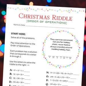 Christmas Worksheet No Prep Order of Operations Math Practice ...