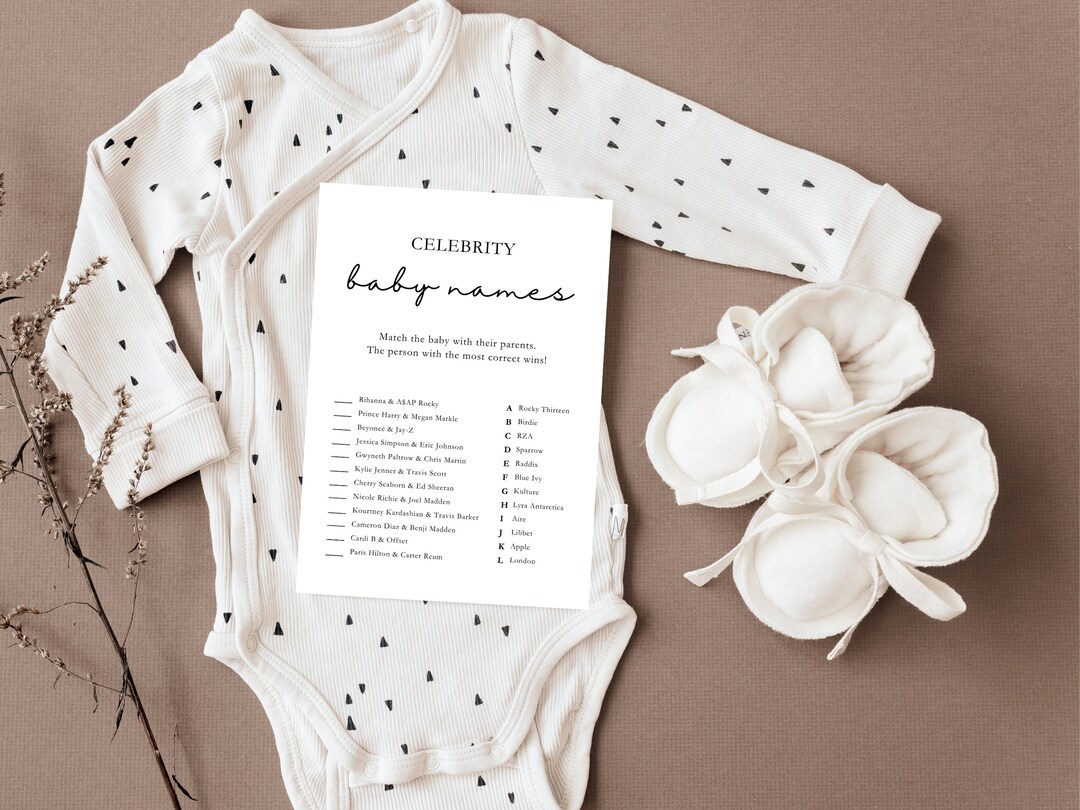 Celebrity Baby Name Shower Game Famous Baby Name Matching Game Baby ...