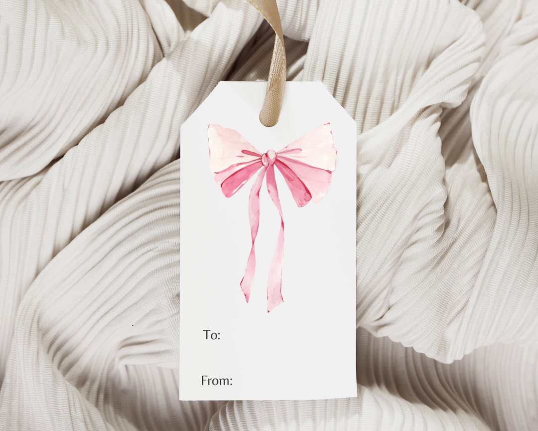 Bow Gift Tag Pink Printable Valentines Gift Tags Gift Bag Tags DIY ...