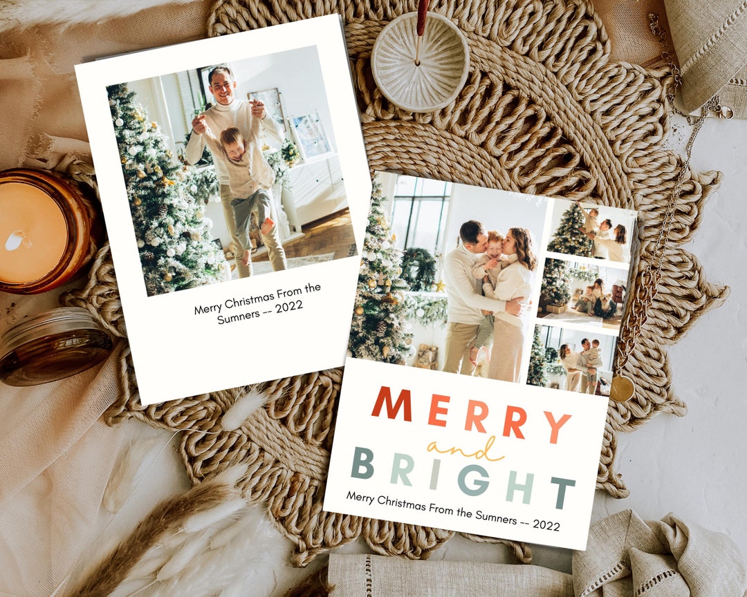 Colorful Christmas Card Template Photo Holiday Cards Photobooth Style ...