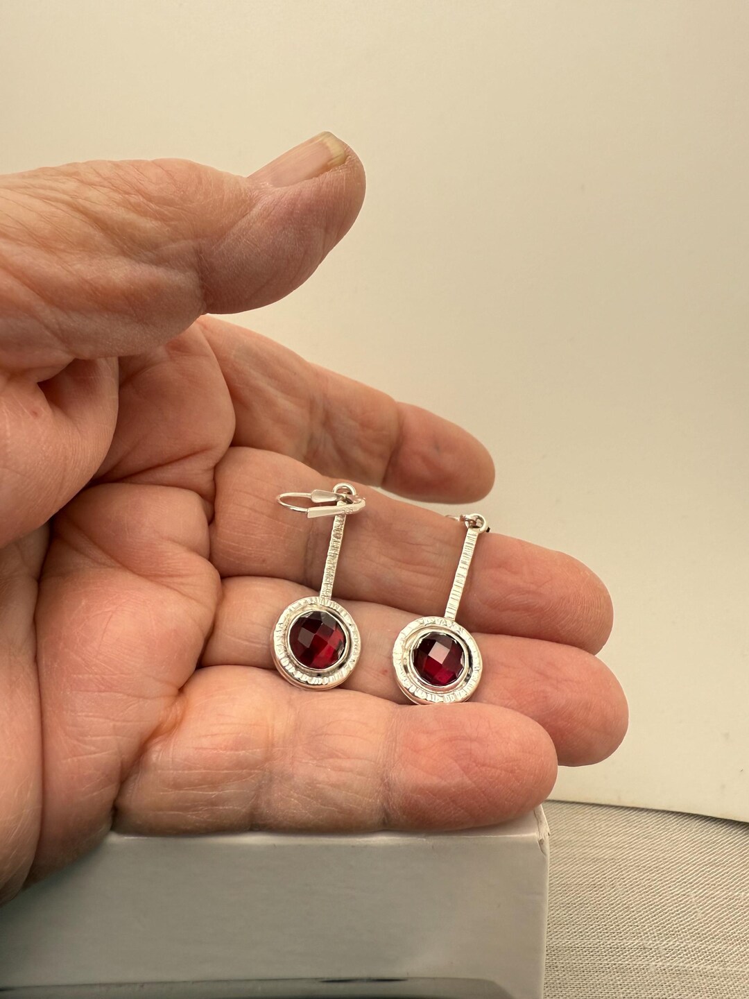 Gem Drops W/chisel Texture & 8mm Rose Cut Garnets - Etsy