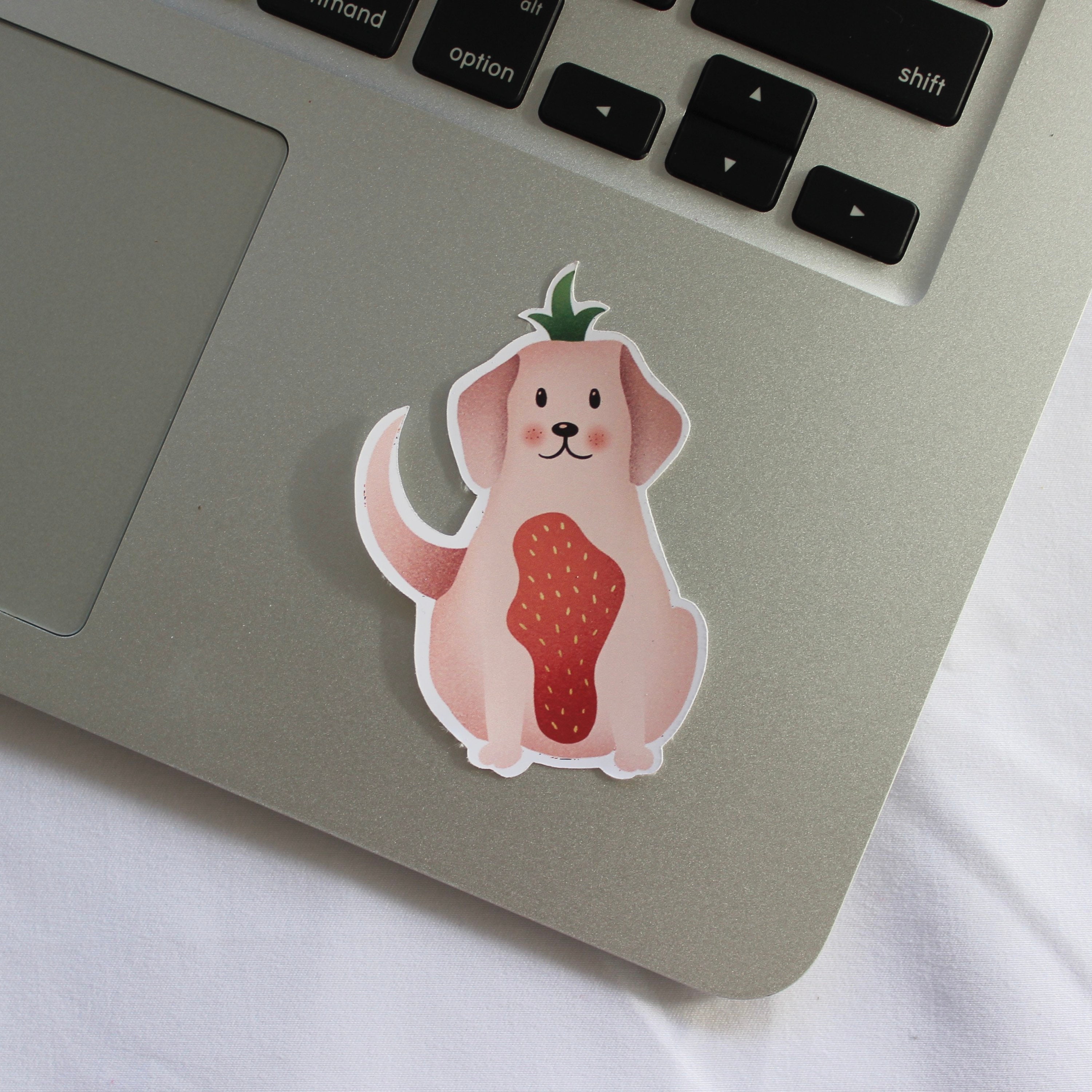 Strawberry Dog Sticker - Etsy