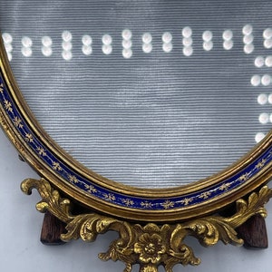 Vintage Blue Enamel Oval Frame on Bronze - Etsy