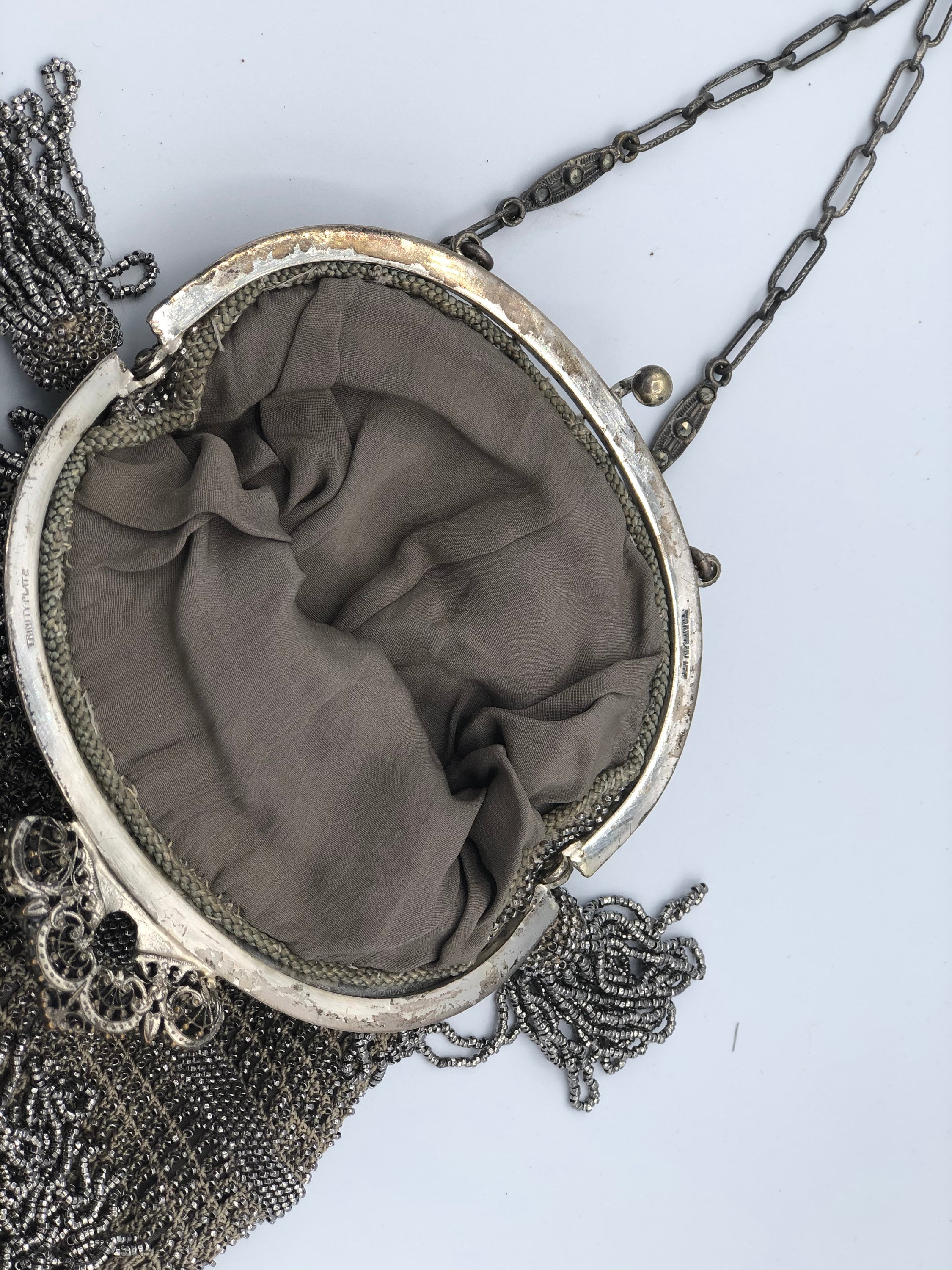 Vintage Steel Beaded Bag with Tassels | Etsy