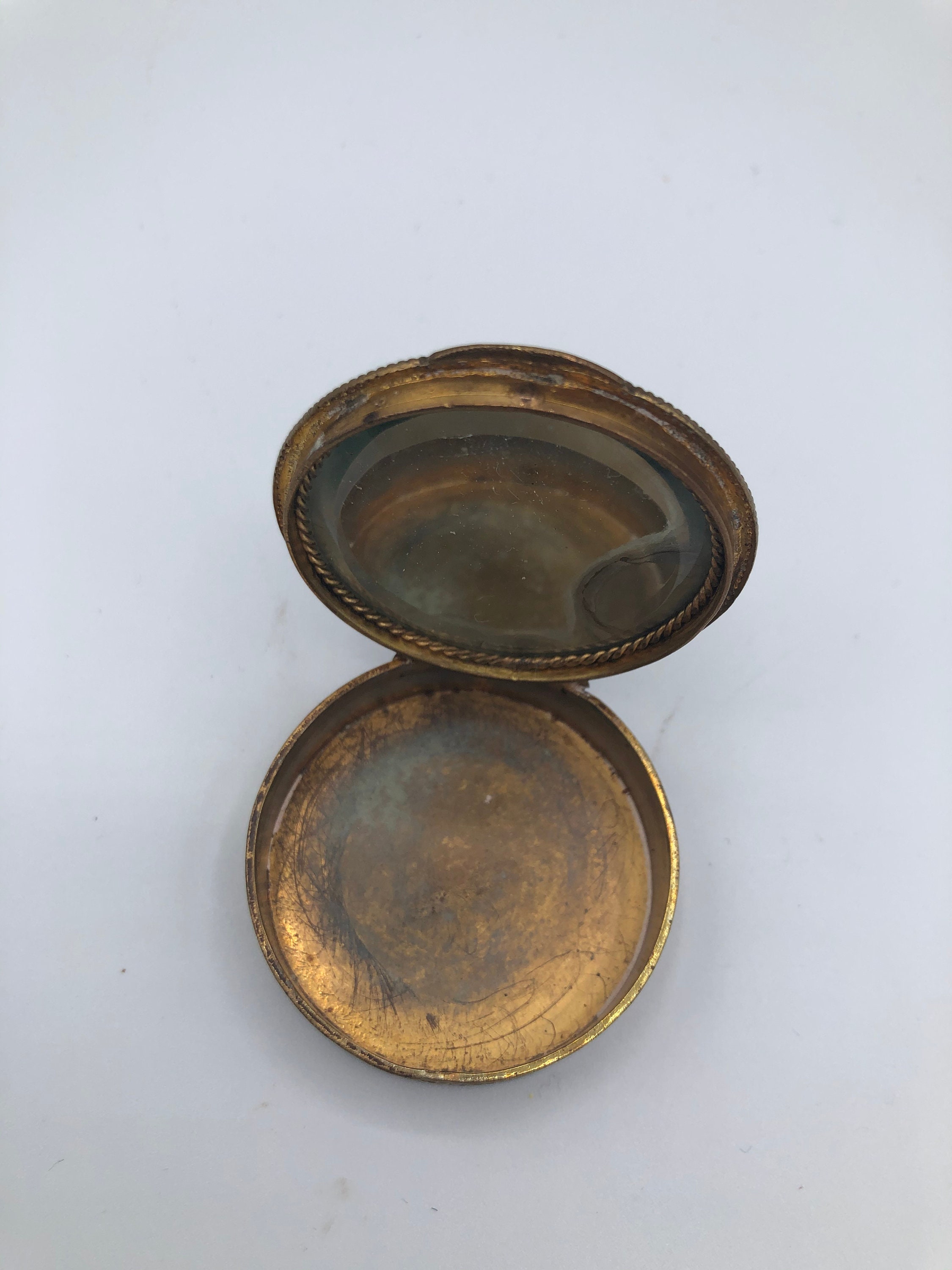 Vintage Ladies Compact W/ Blue Jewels and Enameled W/ Painted Flowers ...