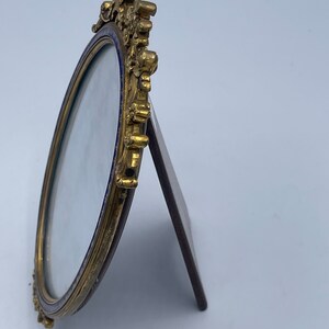 Vintage Blue Enamel Oval Frame on Bronze - Etsy