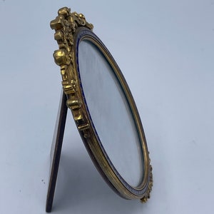 Vintage Blue Enamel Oval Frame on Bronze - Etsy