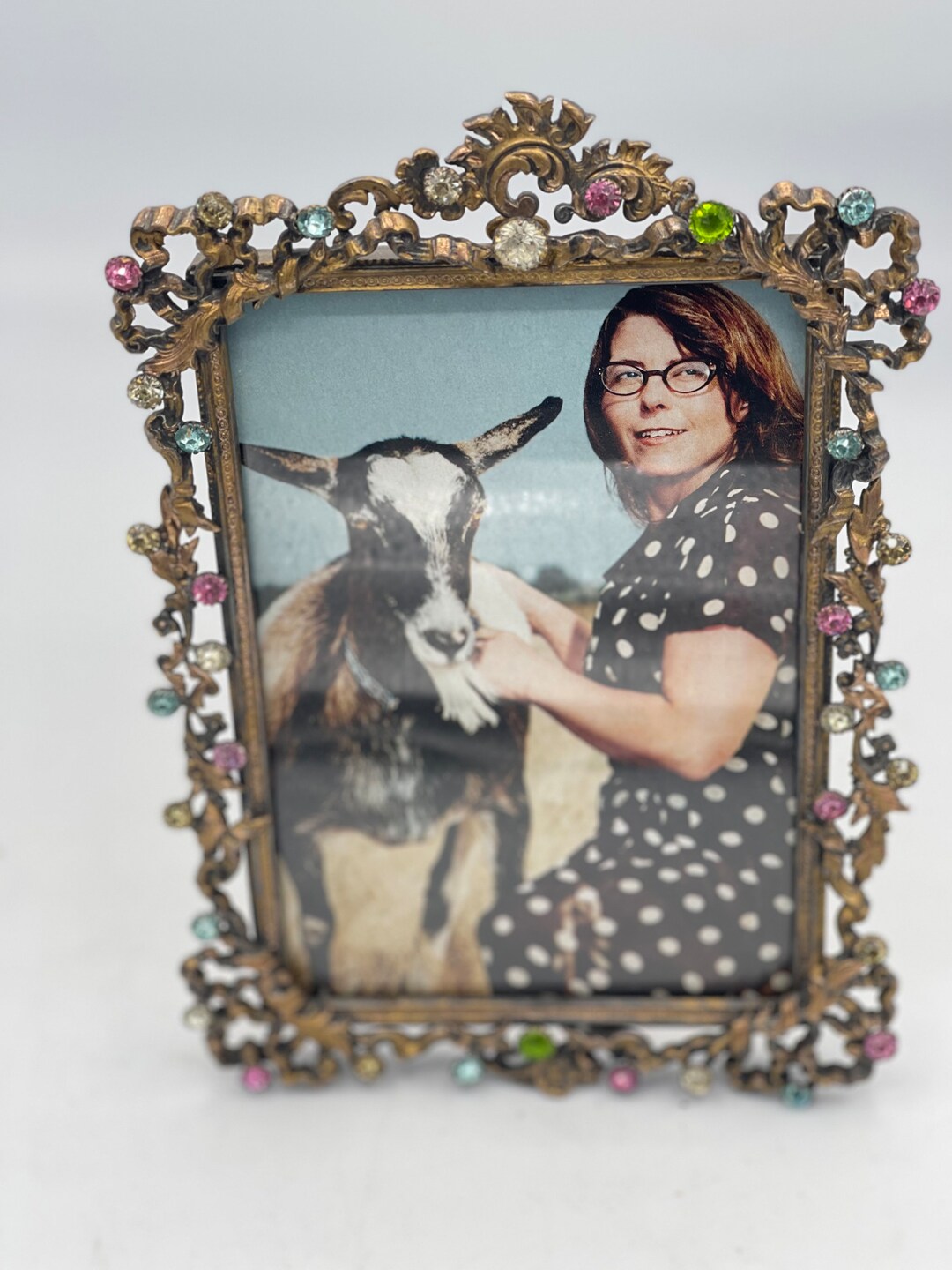 Vintage Jeweled Frame W/ Bows and Colored Stones - Etsy