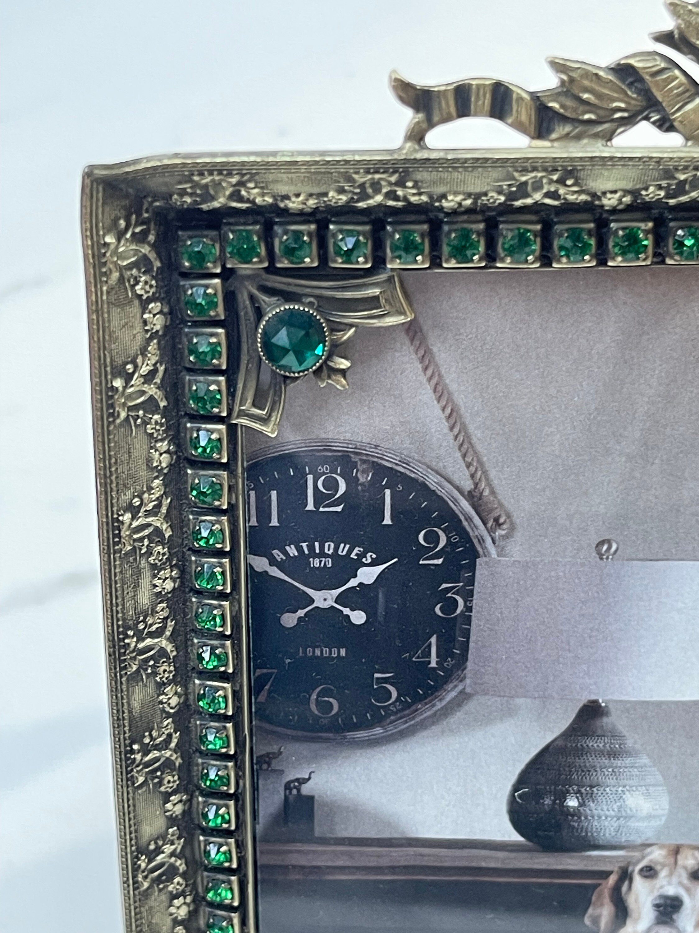 Vintage Green Jeweled Photo Frame - Etsy