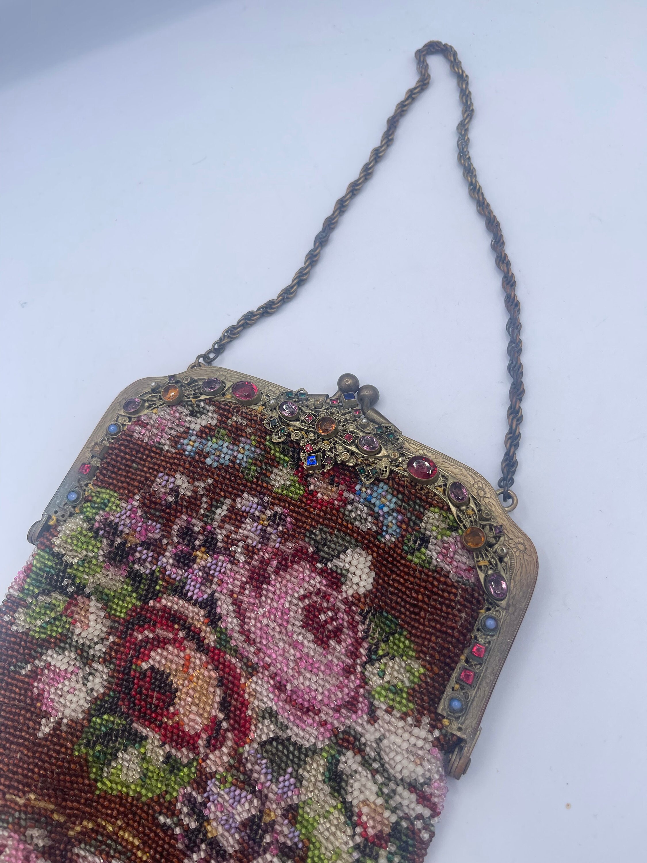 Vintage Jeweled Top Beaded Purse - Etsy