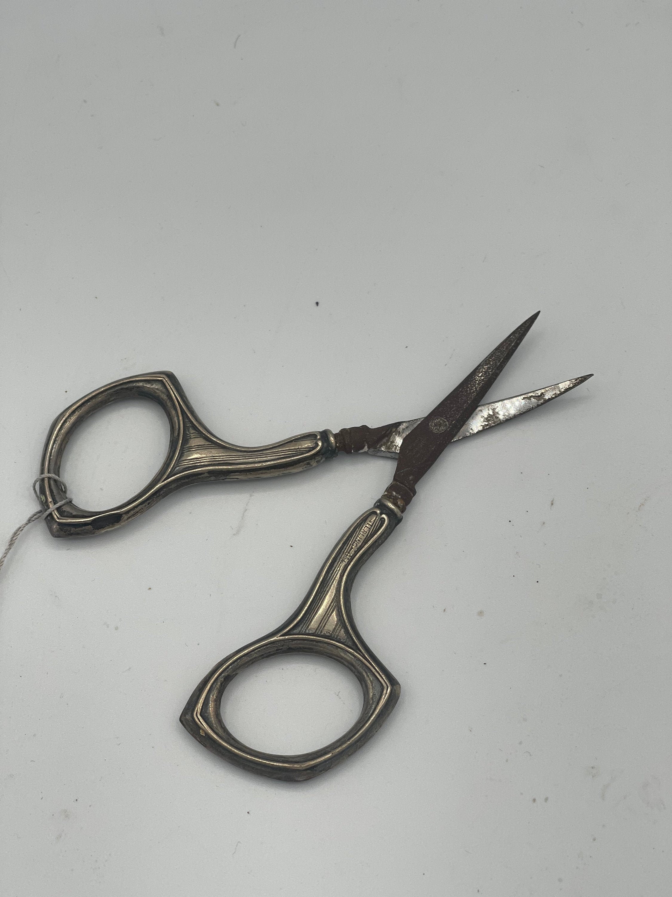 Vintage Silver Curved Tip Scissors - Etsy