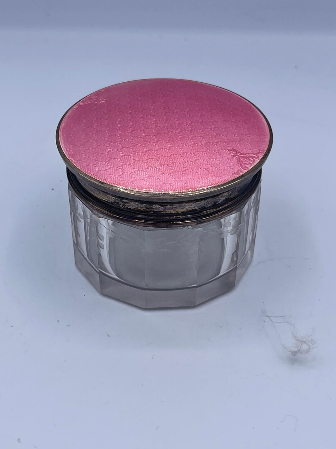 Vintage Pink Enamel and Sterling Silver Ladies Jar - Etsy