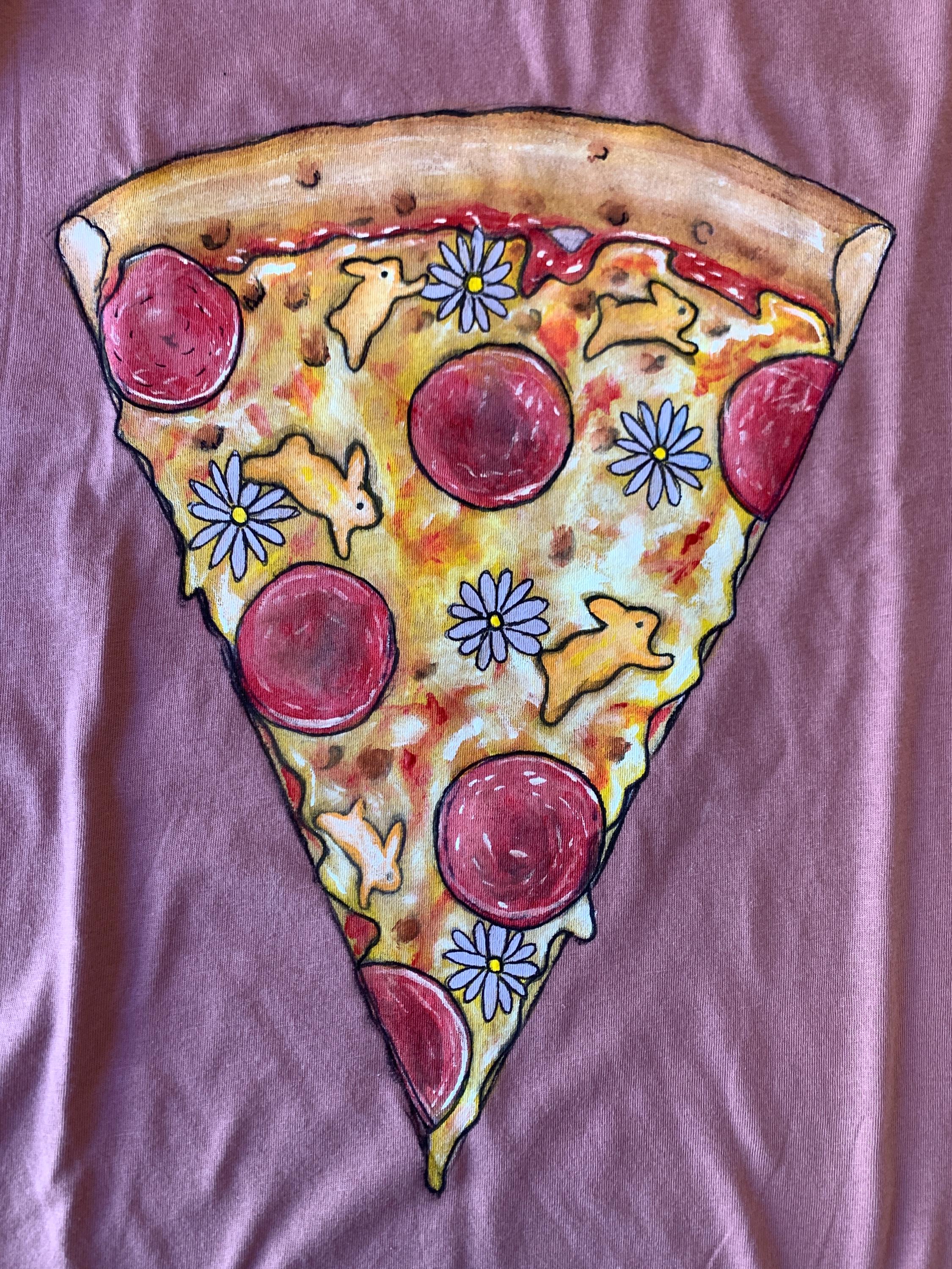 Custom Toppings Pizza Slice Hand Painted Shirt - Etsy