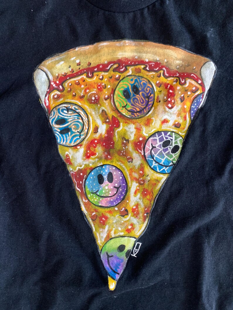 Custom Toppings Pizza Slice Hand Painted Shirt - Etsy