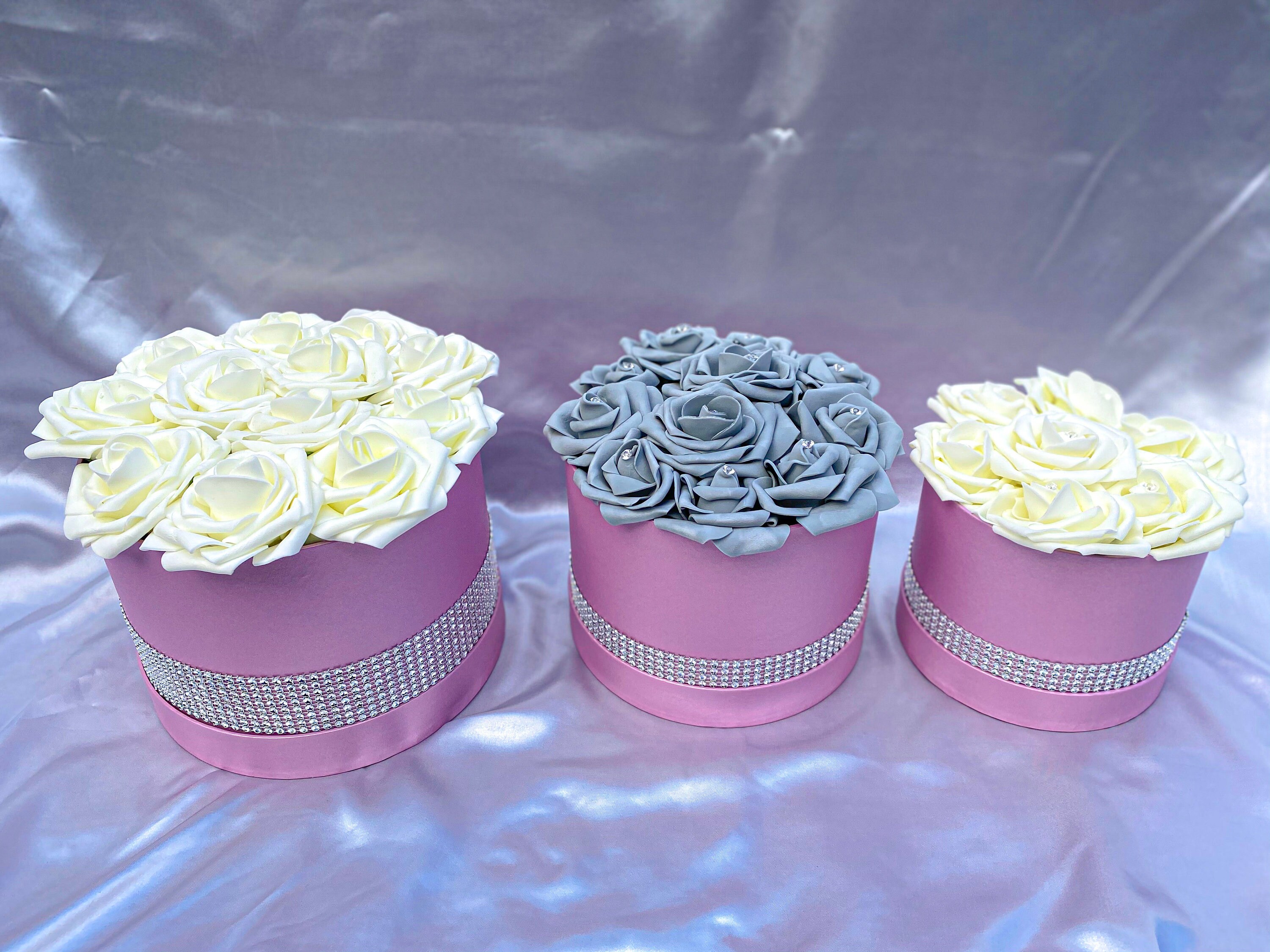 Fake Rose Box in LARGE | Artificial Flower Box Arrangement | Faux Rose ...