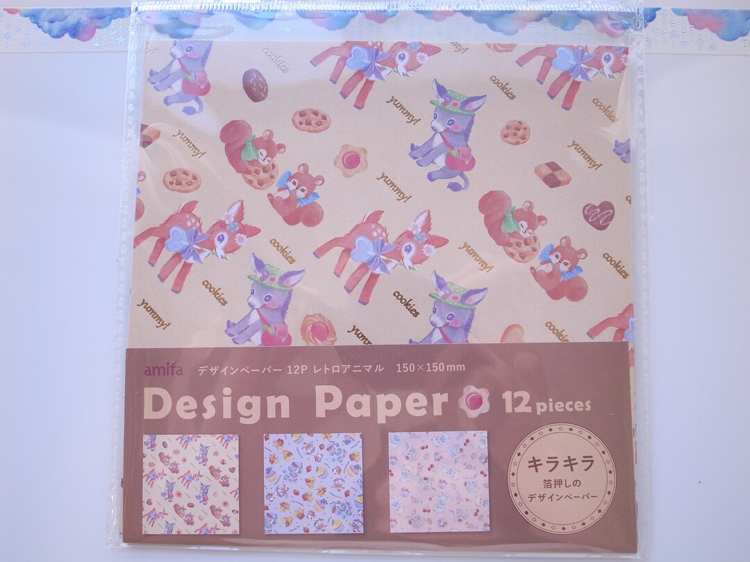 Kawaii Design Paper Gold Foil Retro Animal 12 Pcs Amifa Japan - Etsy