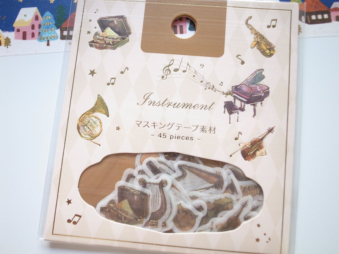 Music Instrument Washi Flake Sticker Pack 45 Pieces BGM Japan - Etsy