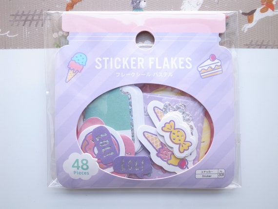 Pastel Sweets Flake Sticker Pack Stickers 48 Pcs Daiso Japan - Etsy