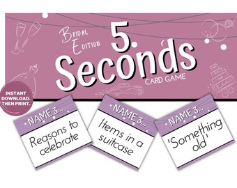 5 Second Rule Printable Game 30 Rounds, Game Night, Bachelorette Party ...