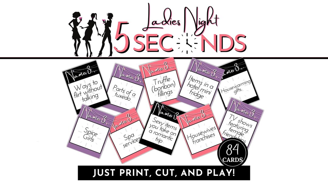 5 Second Rule Printable Game I Ladies Night Trivia I Adult 5 Second ...