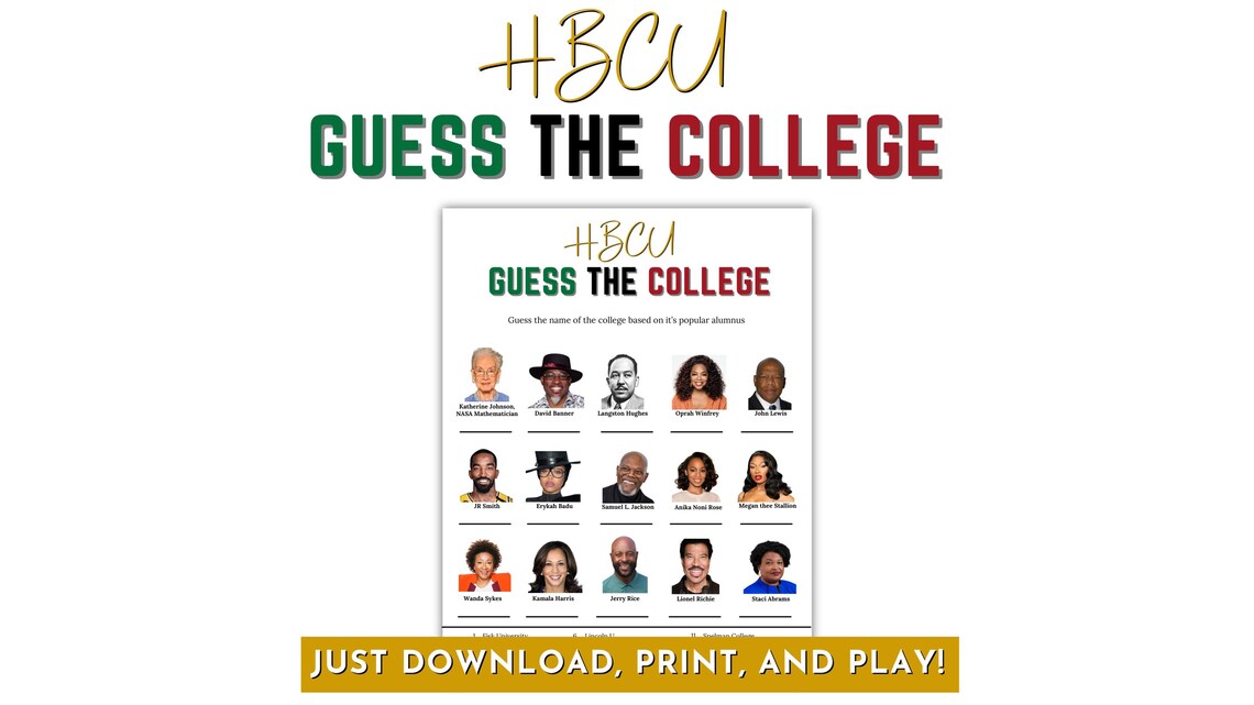 Black Culture Trivia Game: HBCU Guessing Game (printable PDF) - Etsy