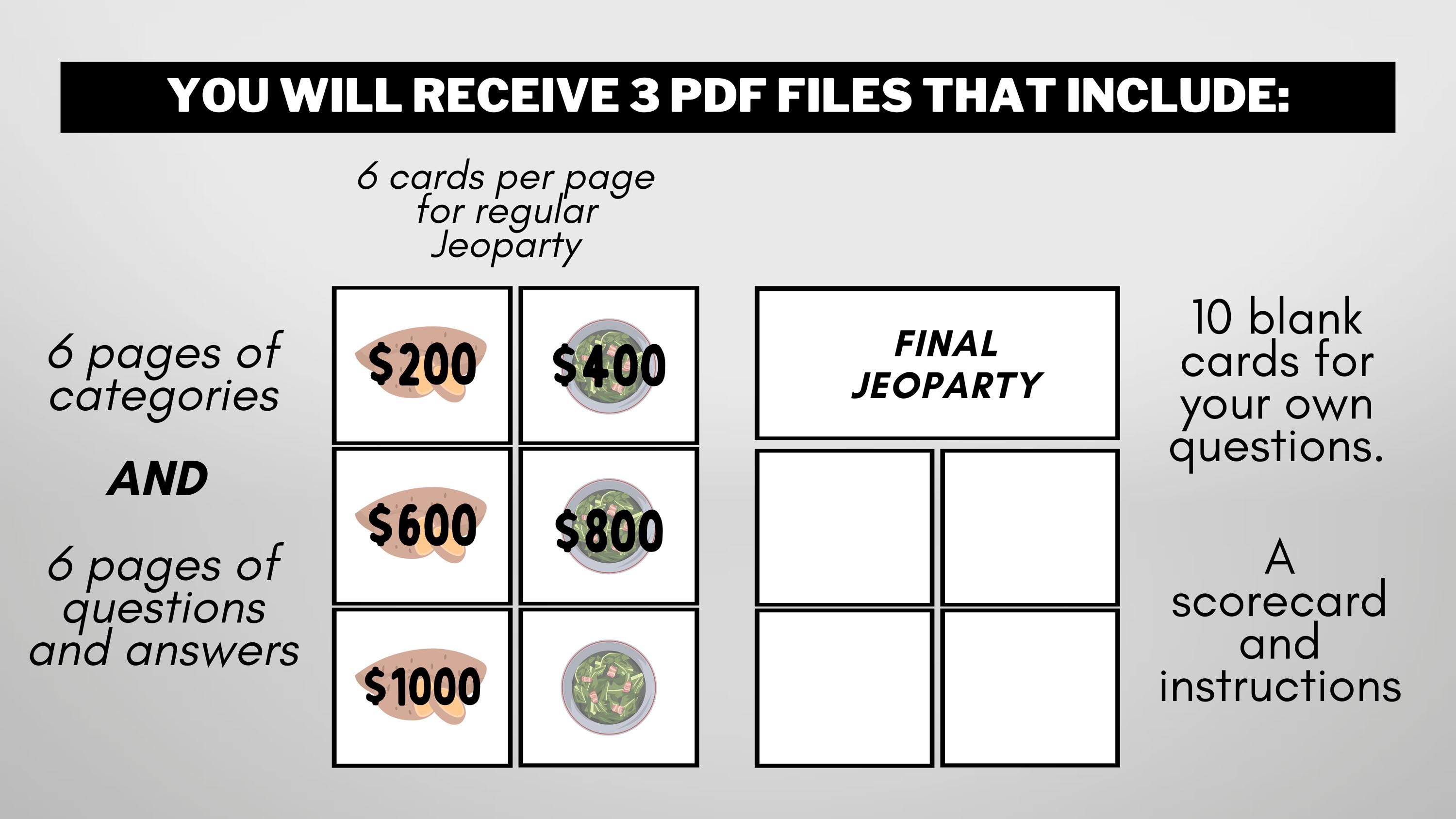 Black Thanksgiving Jeopardy Game: Printable Family Activity (PDF ...