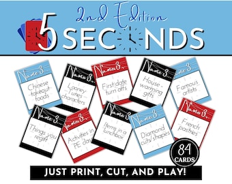5 Second Rule Printable Game - Family Game Night Trivia - Game Night ...