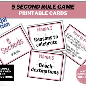 5 Second Rule - Printable Game - 30+ Rounds - Instant Download - Etsy