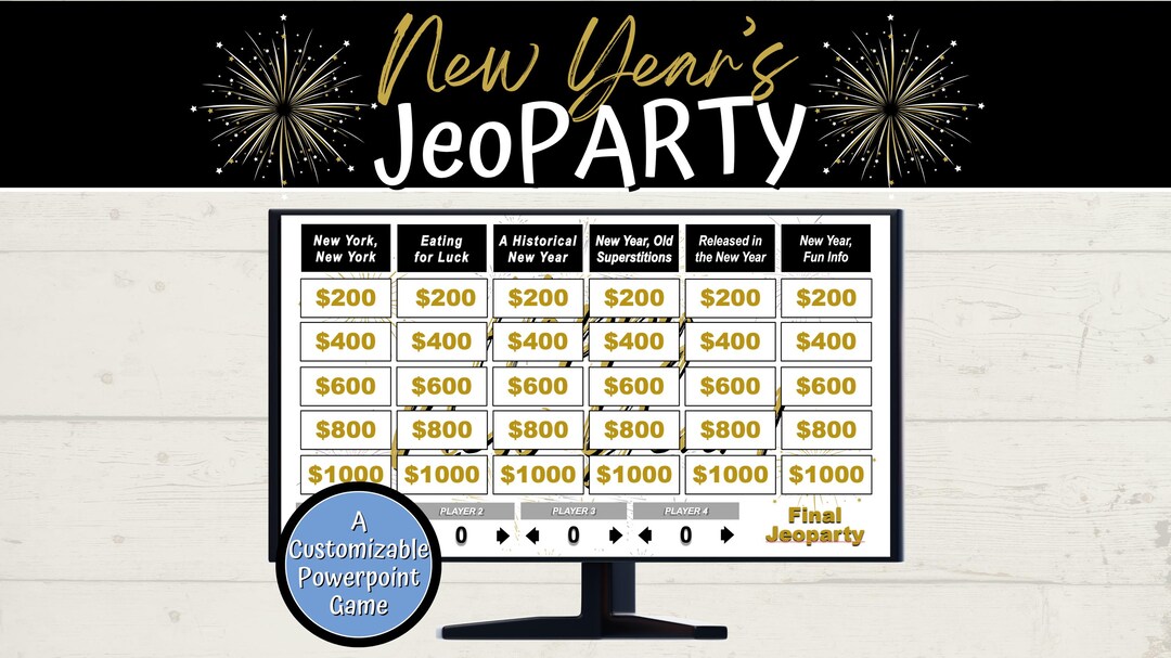 New Year's Eve Jeopardy Game: Powerpoint Trivia Activity (instant ...