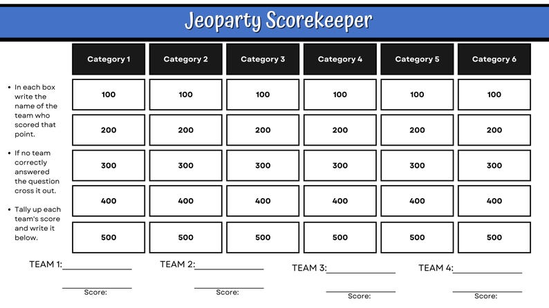 Bridal Shower Jeopardy Printable Game - Bridal Shower Ideas - Adult ...