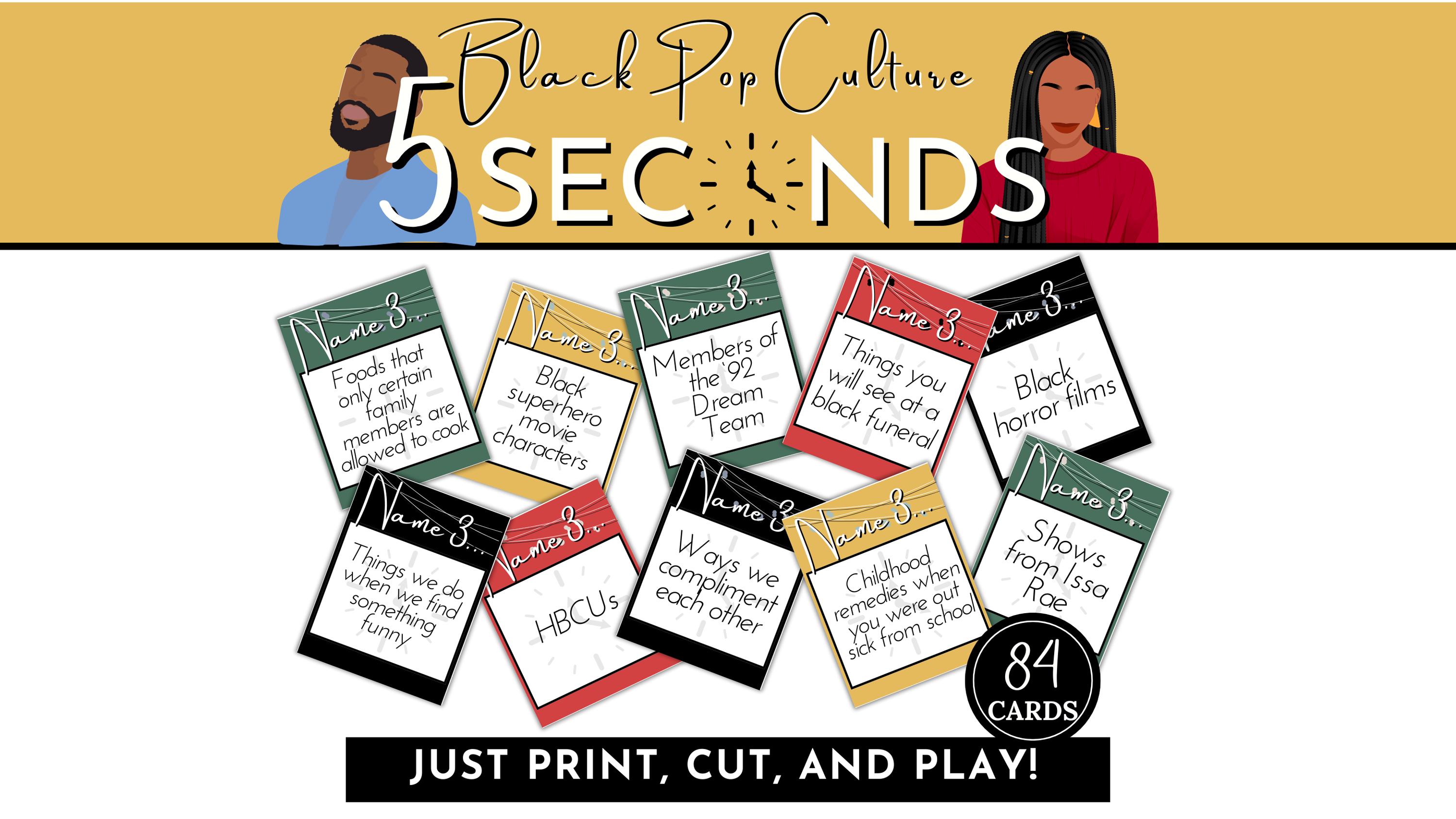 Black Pop Culture 5 Second Rule Game: Family Trivia (digital Download ...