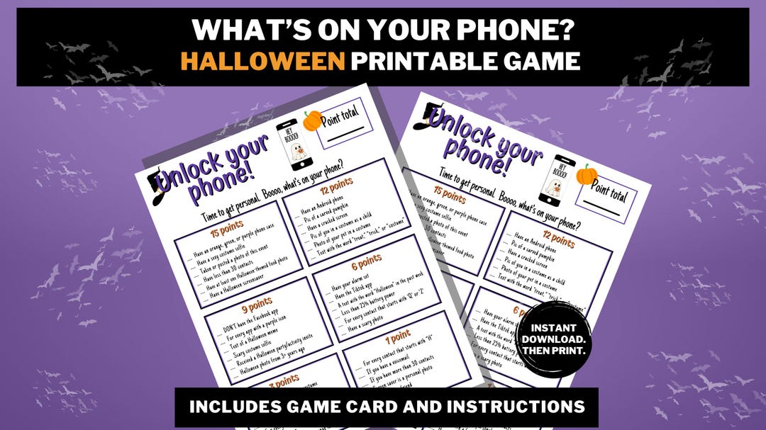 What's on Your Phone Printable Game Halloween Party Instant Download - Etsy