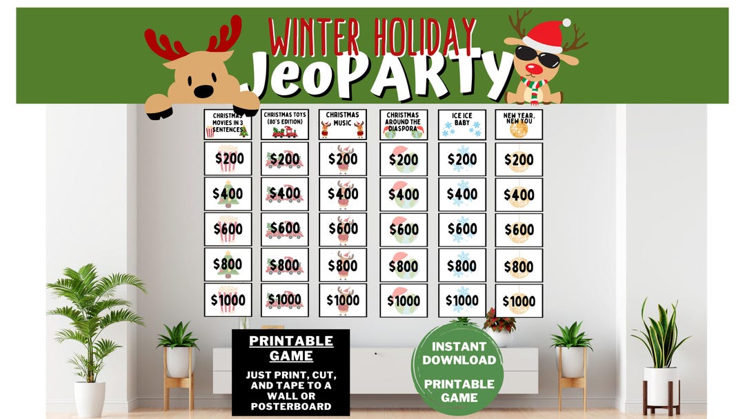Christmas Jeopardy Game – Printable Holiday Family Fun (instant ...