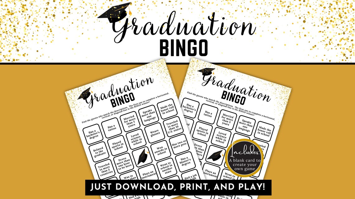 Graduation Bingo Game: Class of 2025 Party Icebreaker (digital Download ...