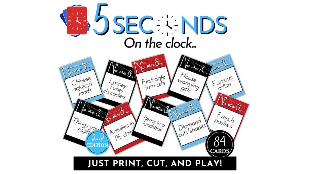 5 Second Rule Game: Printable Adult Party Trivia (instant Download) - Etsy