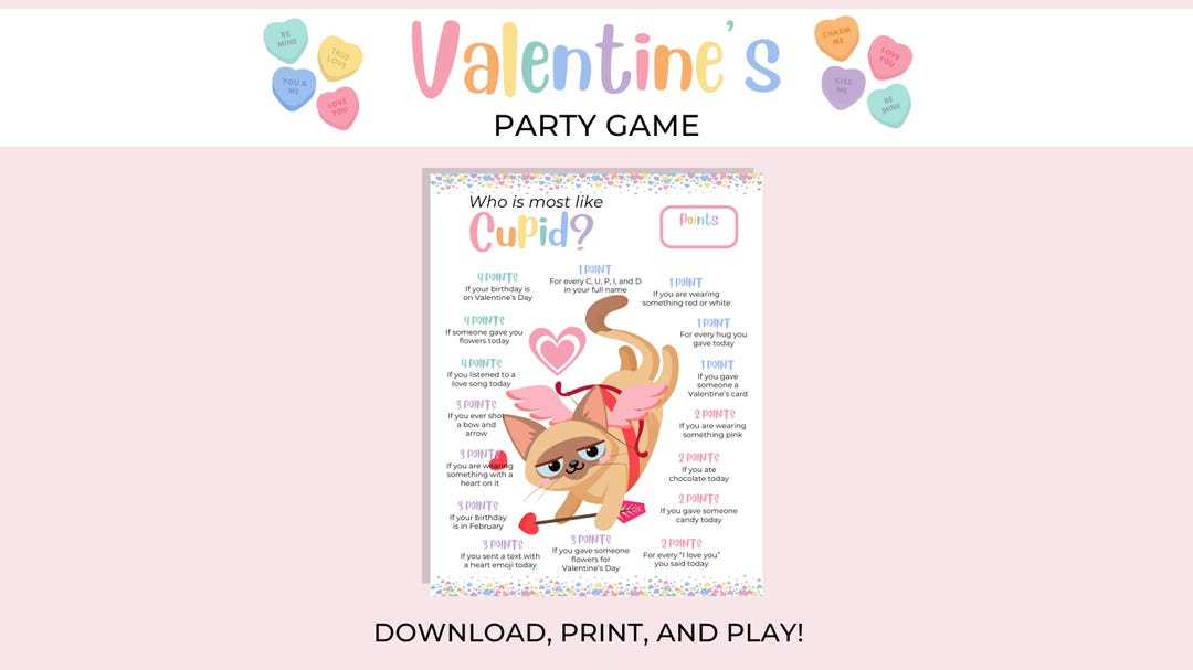 Valentines Day Printable Kids Game - Student Valentines Game ...