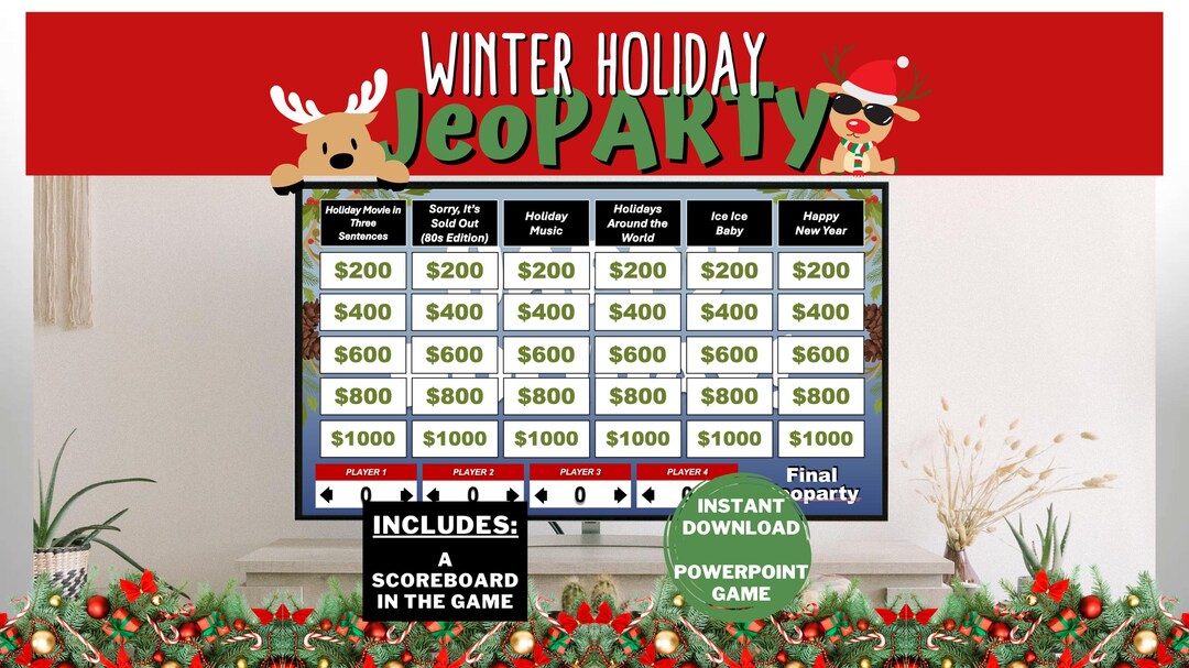 Christmas Jeopardy Powerpoint Game - Christmas Family Games - Christmas ...