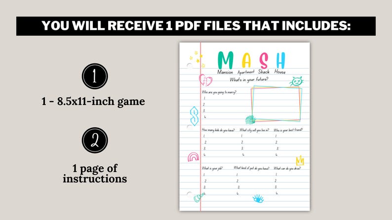 MASH Game - Sleepover Slumber Party Ideas - Bachelorette Party Game ...