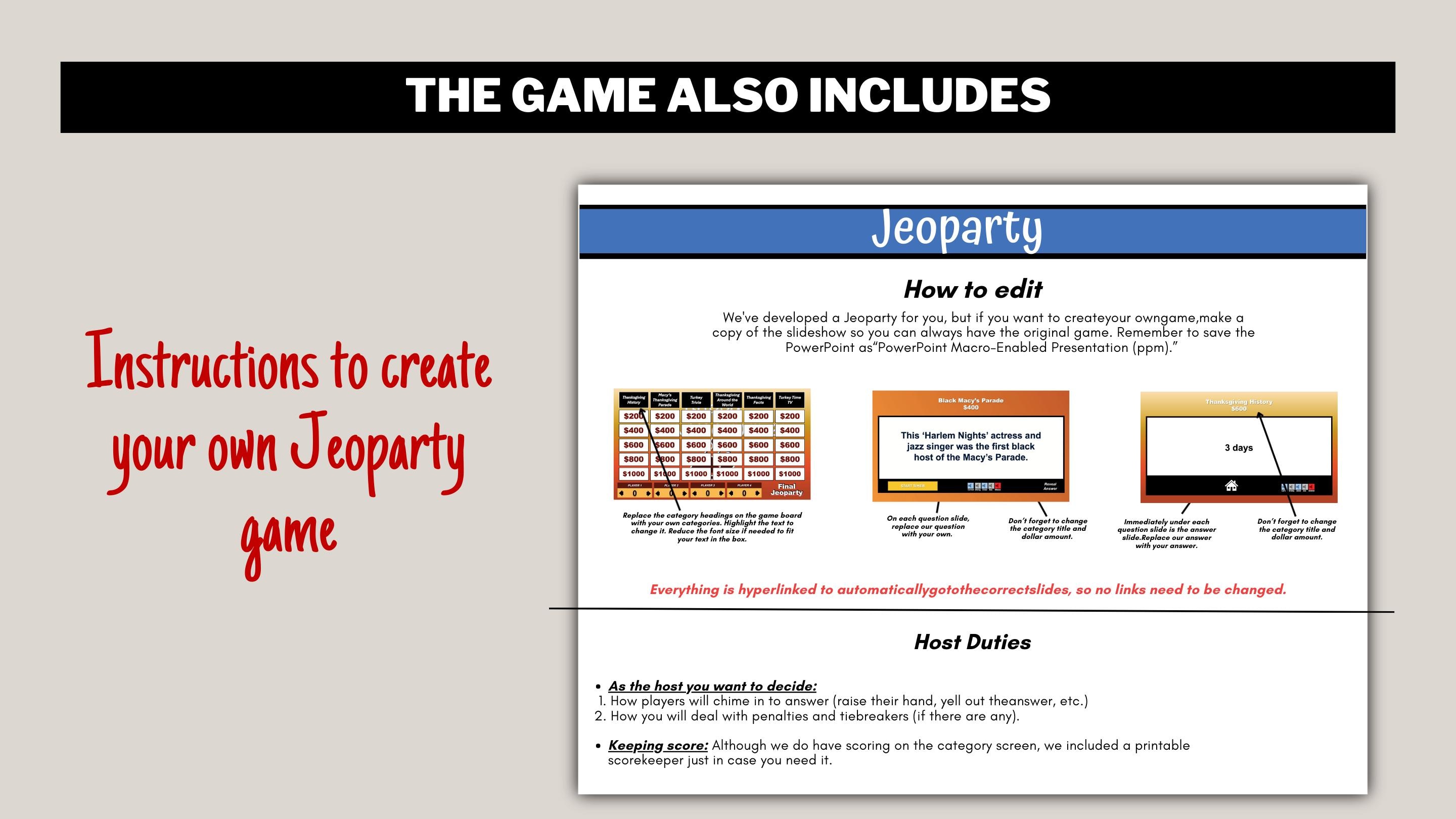 Thanksgiving Jeopardy Game: Powerpoint Trivia for Families (PDF ...