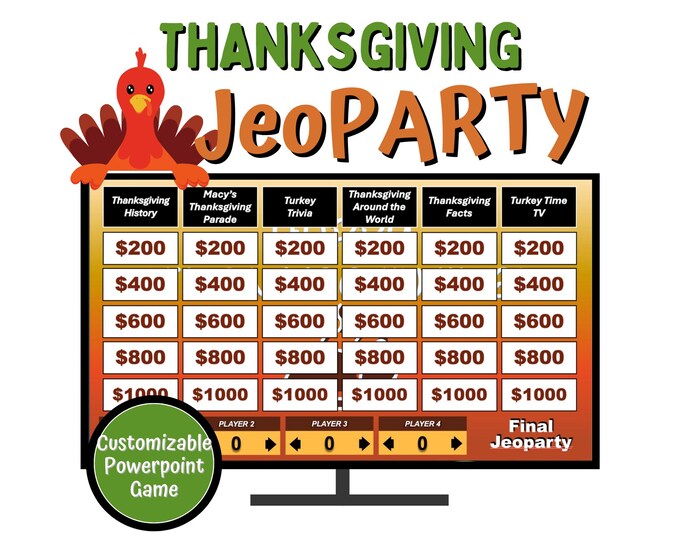 Thanksgiving Jeoparty W/ Working Scoreboard / Interactive / Digital ...