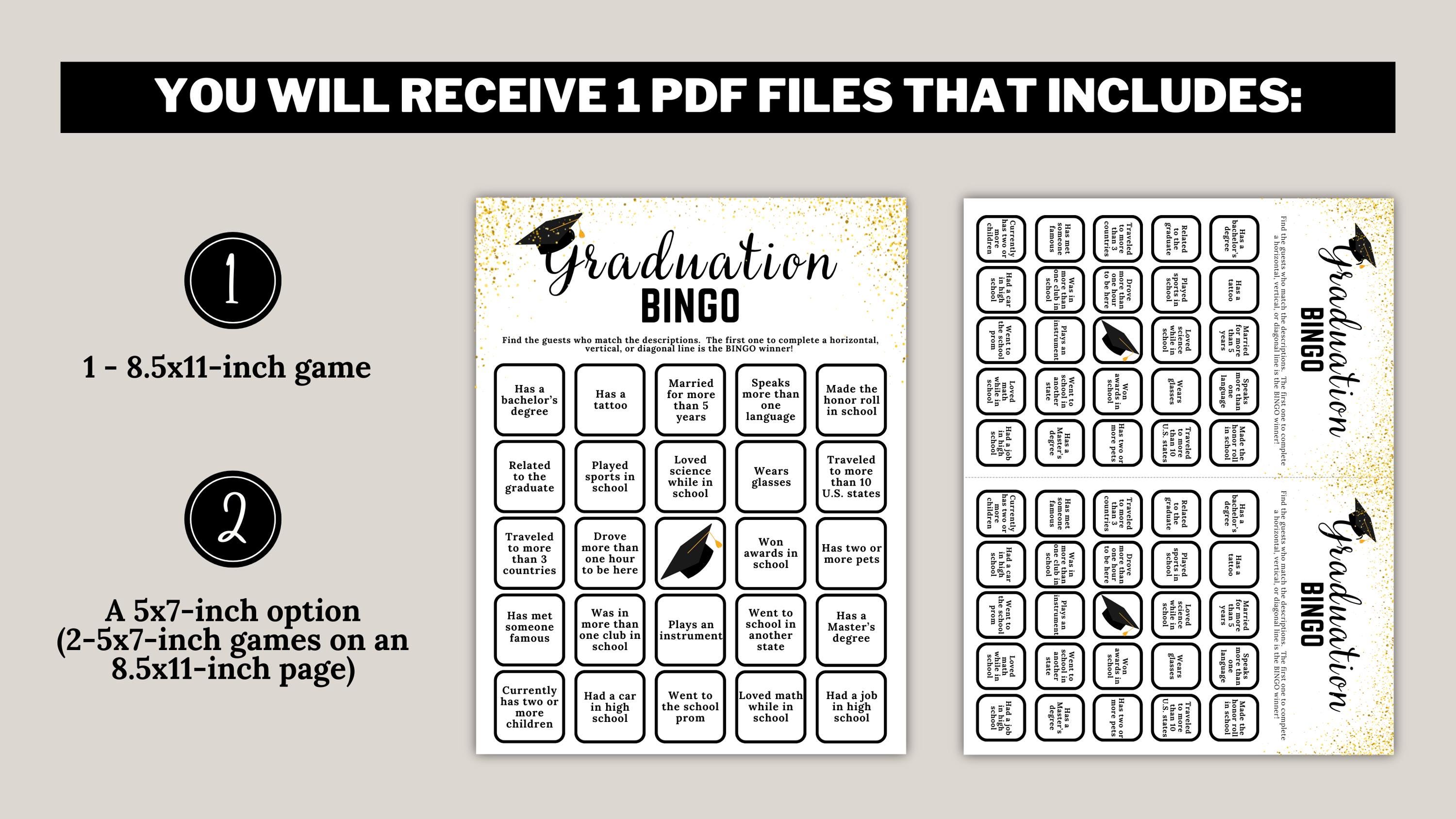 Graduation Bingo Game: Class of 2025 Party Icebreaker (digital Download ...