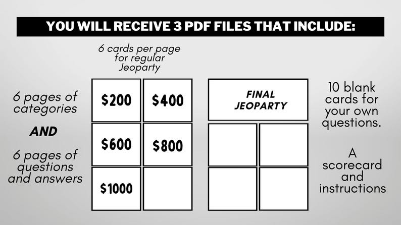 Bridal Shower Jeopardy Printable Game - Bridal Shower Ideas - Adult ...