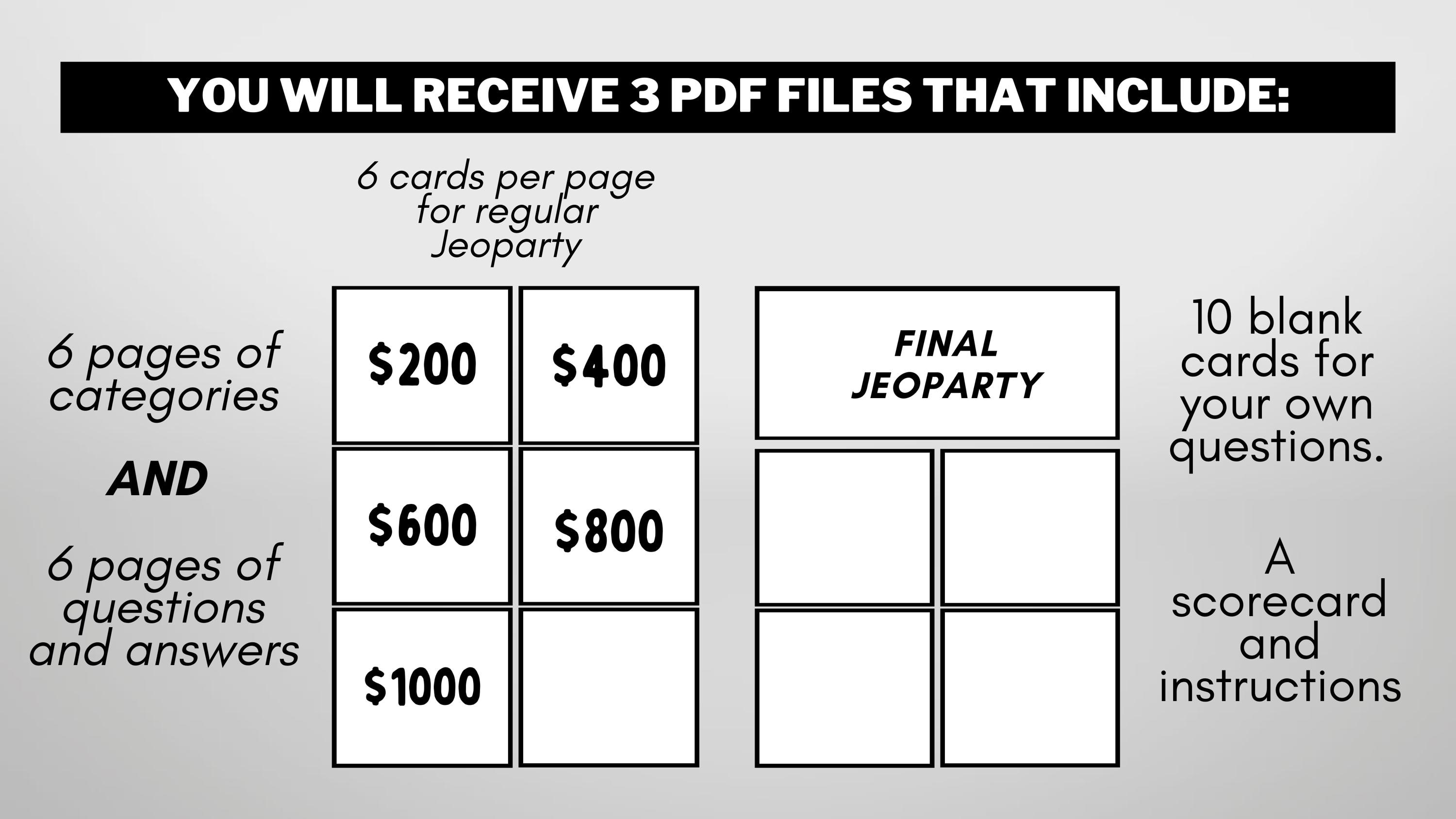 Thanksgiving Jeopardy Game: Large Printable Family Activity - Wall or ...
